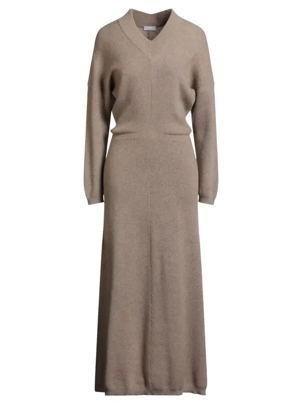 Brunello Cucinelli Cashmere Knit Maxi Dress - Gray