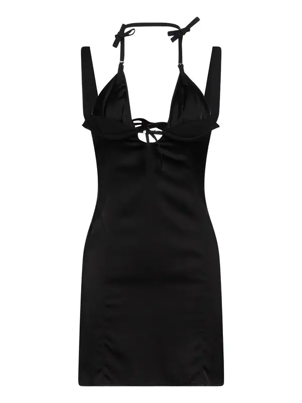 Jacquemus Sleeveless Deep V-neck Halter Dress - Black