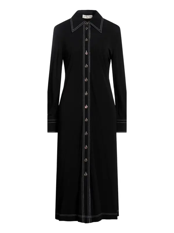 Tory Burch Long Sleeve Belted Shirt Dress - Black