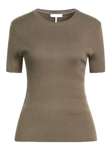 Rag & Bone Ribbed Crewneck Short Sleeve Knit Top - Brown