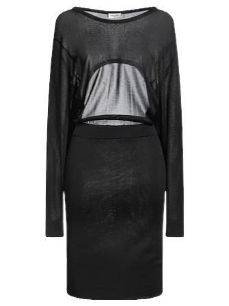 Saint Laurent Sheath Dress With Open Back And Scoop Neckline - Black