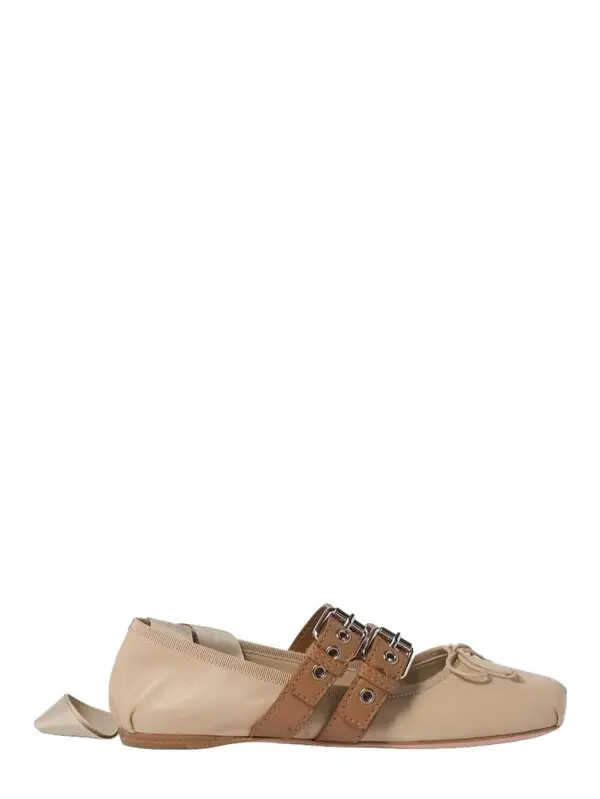 Miu Miu Nappa And Calf Leather Ballerinas - Rope Ash