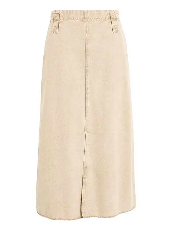 MAXCO. Flared Midi Skirt With Front Slit - Nude