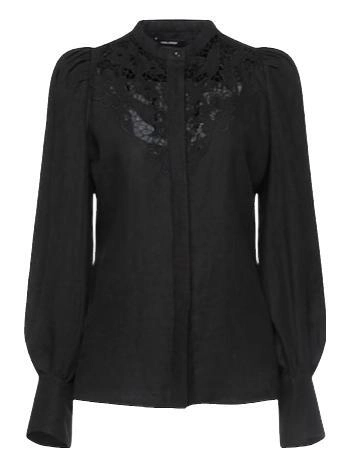Isabel Marant Étoile Linen Shirt With Lace Trims - Black