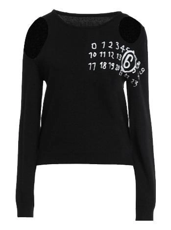 MAISON MARGIELA Printed Knit Sweater With Cut-out Details - Black