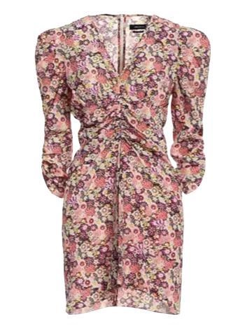 Isabel Marant Étoile Floral Print Gathered Long Sleeve Sheath Dress - Nude