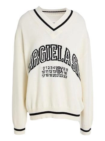 MAISON MARGIELA Two-tone V-neck Sweater - White