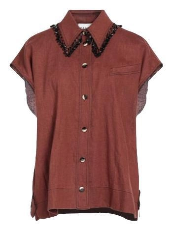 GANNI Appliquéd Classic Collar Shirt - Red