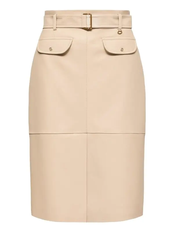 Moncler Knee-length Leather Skirt - Beige