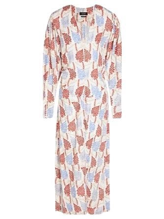 Isabel Marant Étoile V-neck Printed Long-sleeved Midi Dress - White