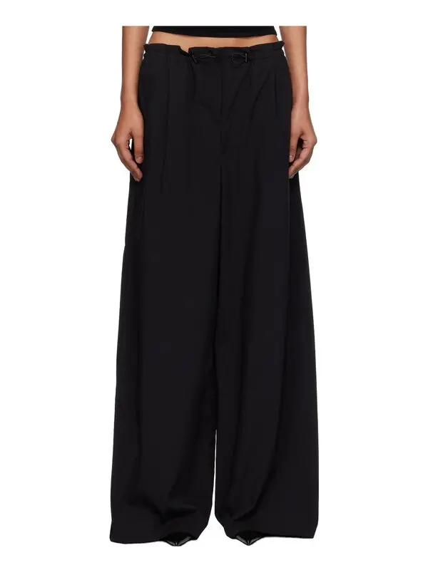 ST. AGNI Paper Bag Waist Wide Leg Trousers - Black