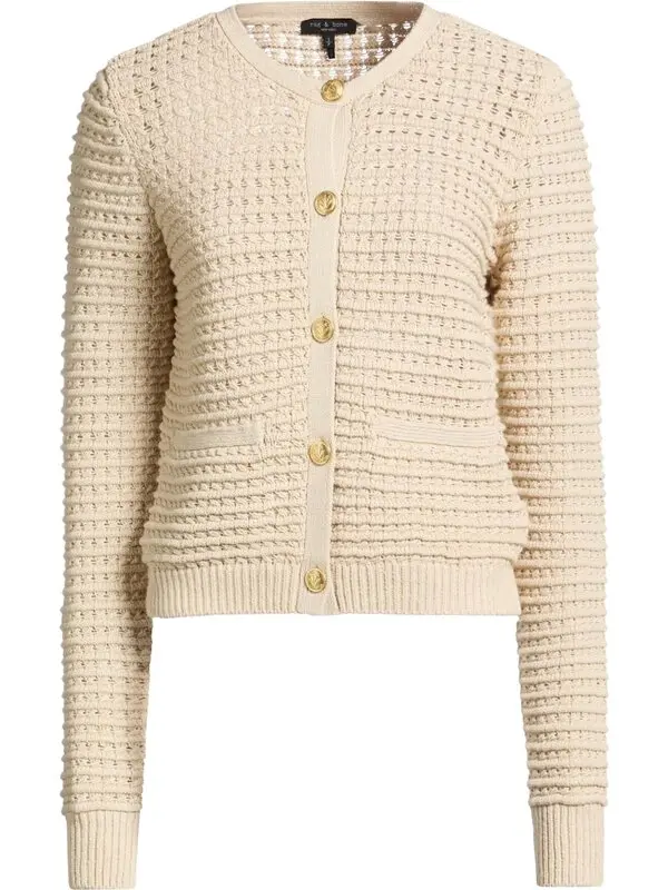 Rag & Bone Knitted Long Sleeve Cardigan With Button Fastenings - Nude