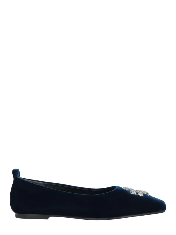 Tory Burch Velvet Ballet Flats With Crystal Embellishments - Black