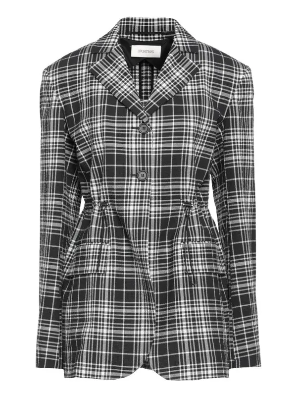 Sportmax Single-breasted Checked Blazer - Black