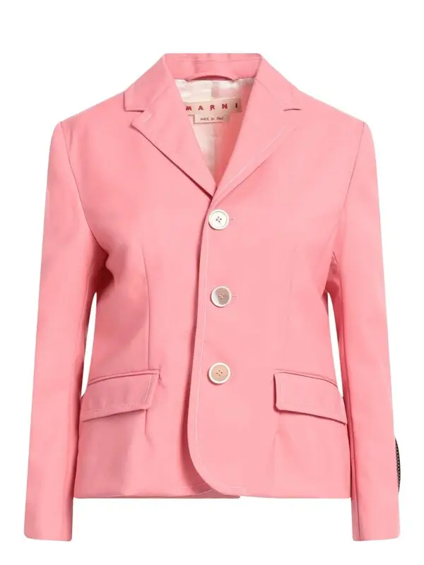 Marni Single-breasted Blazer In Cool Wool - Pink