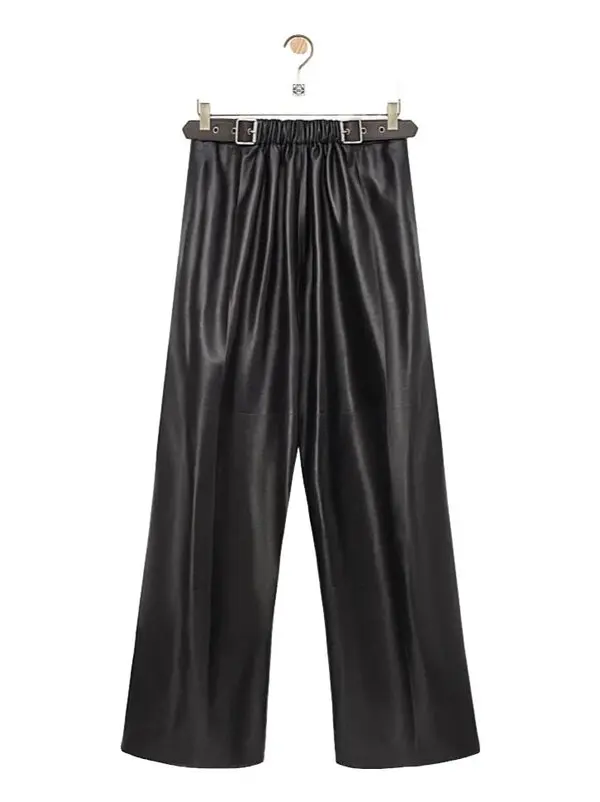 Loewe Nappa Leather Belted Trousers - Black
