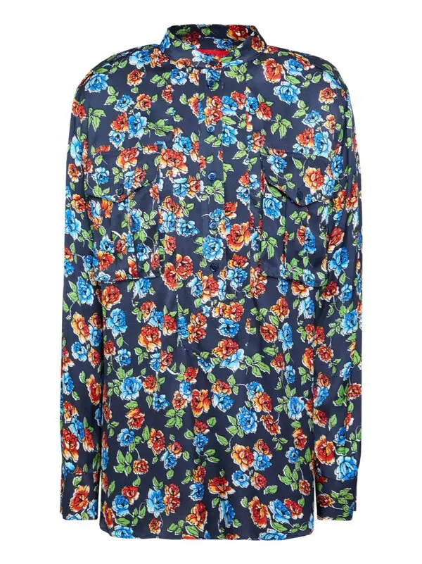 MAXCO. Max&co. Floral Print Long Sleeve Shirt - Blue