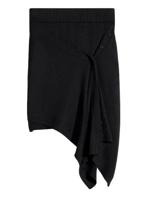 LEMAIRE Buttoned Merino Wool Skirt - Black
