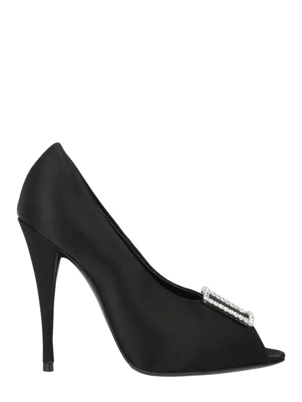 Saint Laurent Open-toe High Heels With Crystal Embellishments - Black