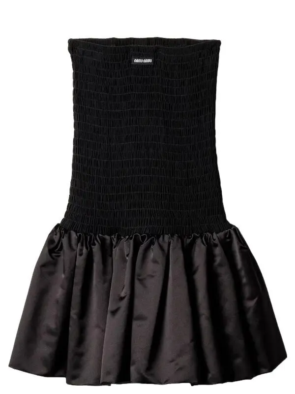 Miu Miu Strapless Ruched Mini Dress - Black
