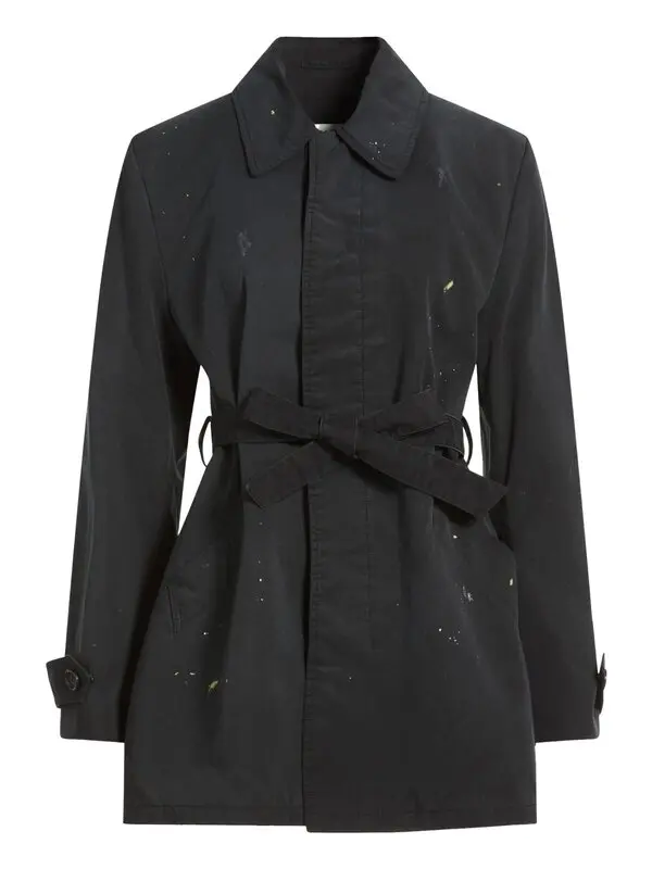 MAISON MARGIELA Distressed Gabardine Trench Coat - Black