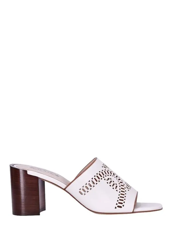 TOD'S Block Heel Slip-on Sandals - White