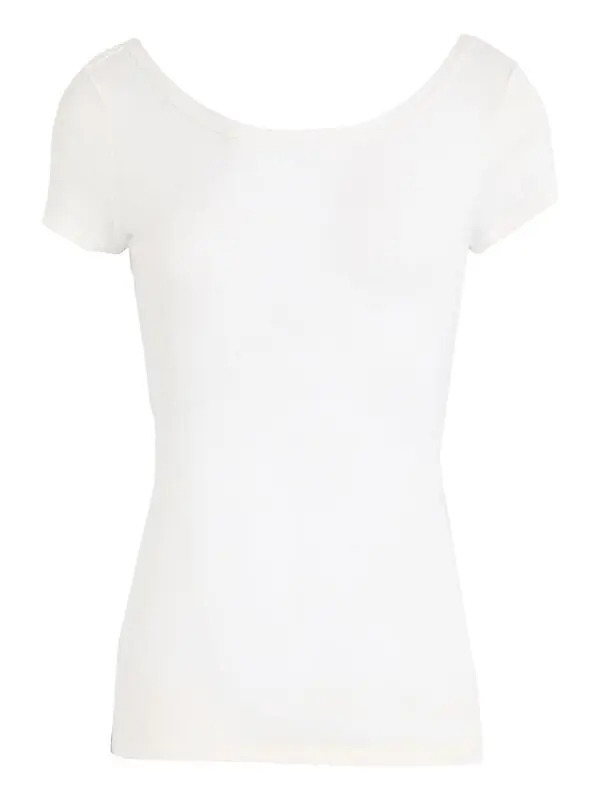 MAXCO. Max&co. Lightweight Knit Scoop Neck Short Sleeve Top - White
