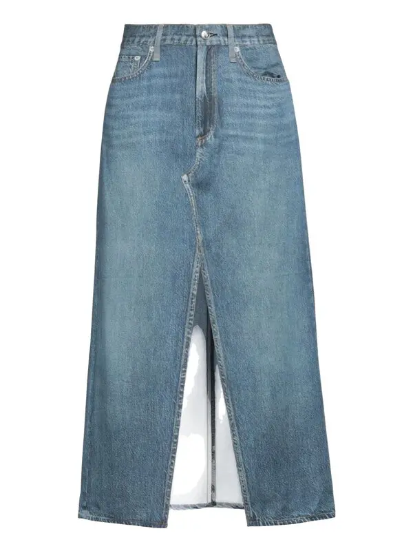 Rag & Bone Flared Denim Maxi Skirt - Blue