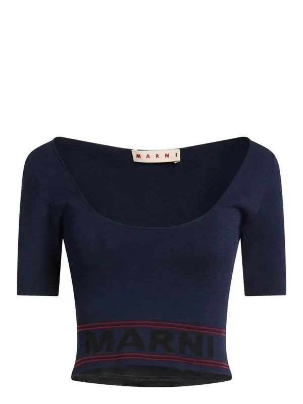 Marni Multicolor Cropped Knit Top - Black
