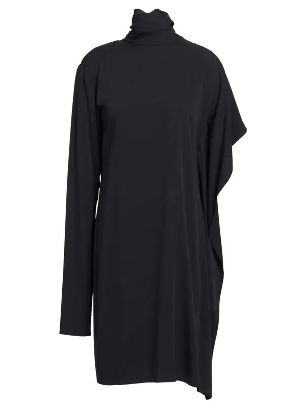 Sportmax Asymmetrical Draped Turtleneck Dress - Black