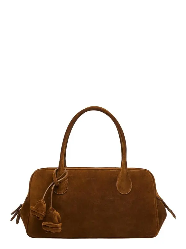 Magda Butrym Brigitte Suede Handbag With Flower Charm - Light Brown