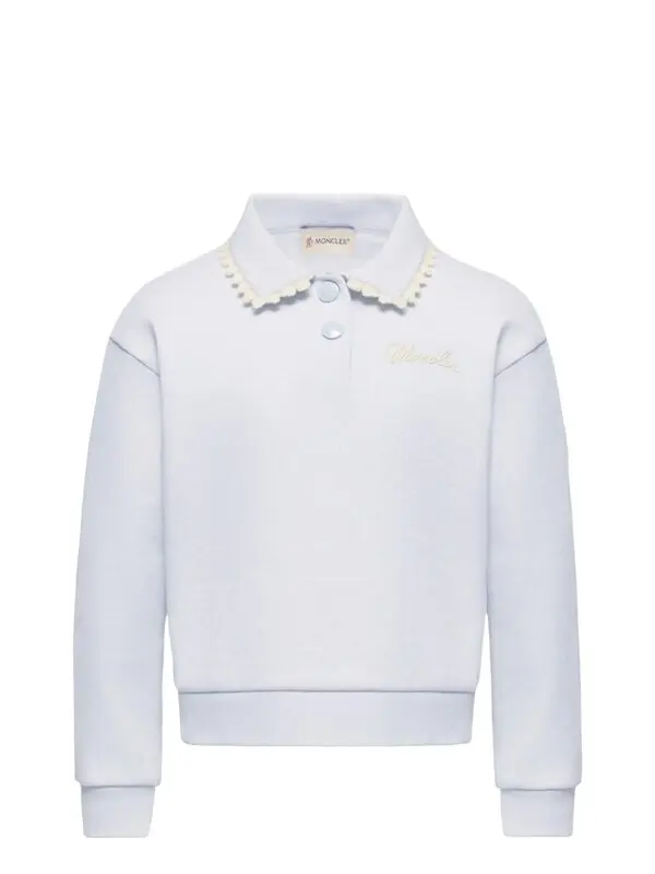 Moncler Cotton Fleece Sweatshirt With Collared Neckline - Ice Gray
