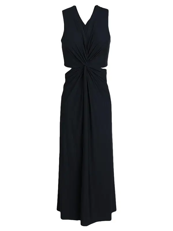 Max & Co. Max&co. Sleeveless V-neck Gathered Jersey Maxi Dress - Black