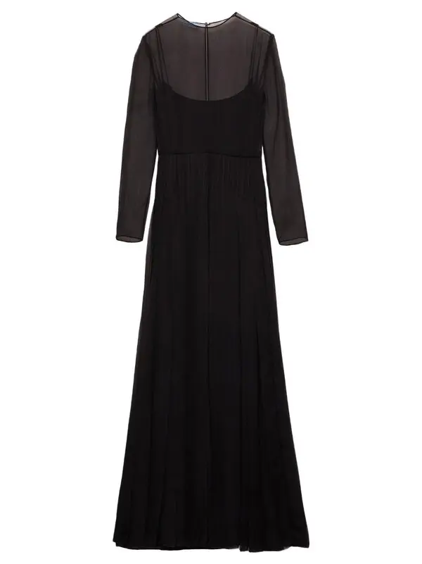 Prada Long Silk Chiffon Dress - Black