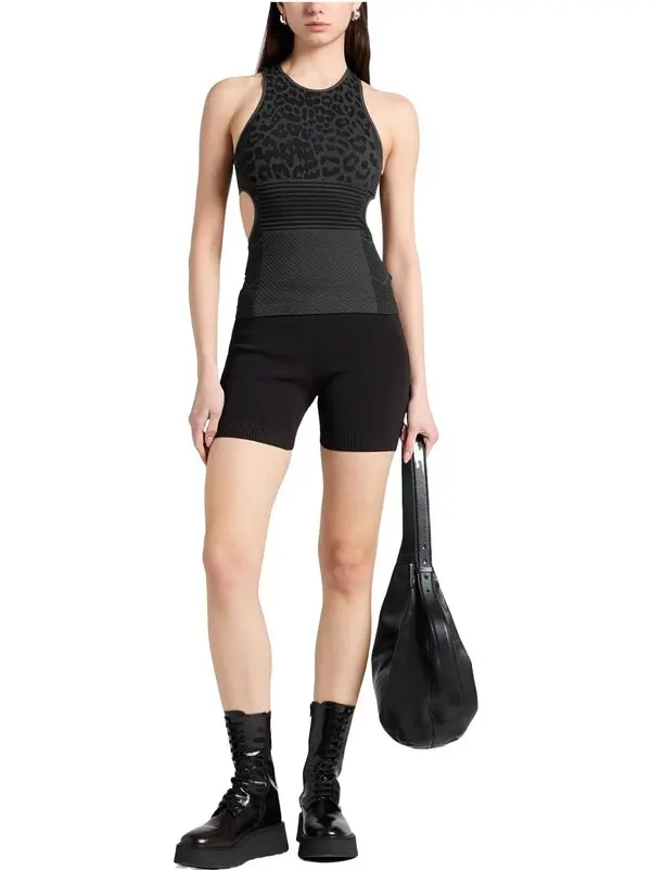 GANNI Sleeveless Leopard-print Vest - Black
