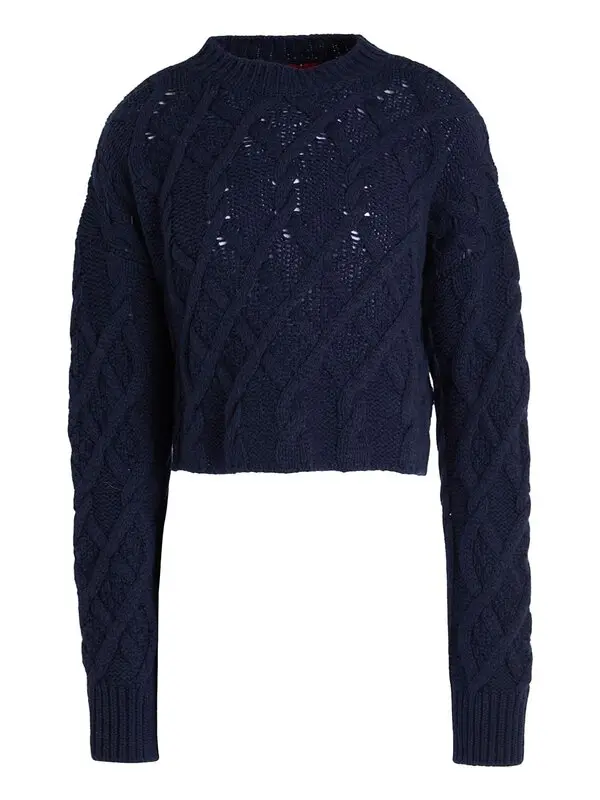 Max & Co. Max&co. Ribbed Crew Neck Long Sleeve Sweater - Black