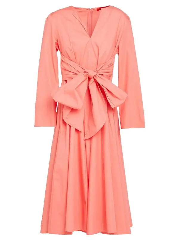 MAXCO. Max&co. Midi Dress With V-neck And Belted Waist - Pink