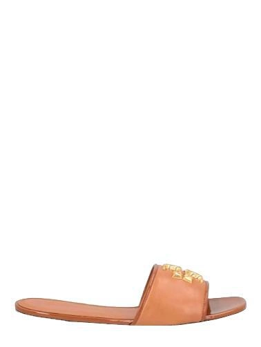 Tory Burch Flat Square-toe Sandals With Logo - Nude