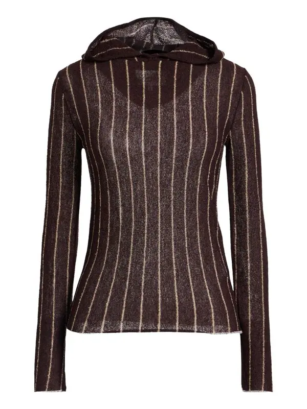 MAISON MARGIELA Striped Knitted Hoodie - Black