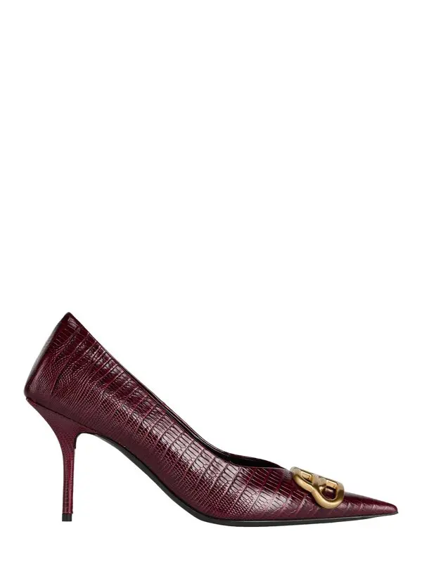 Balenciaga Metallic Snake-print Leather High Heels - Red