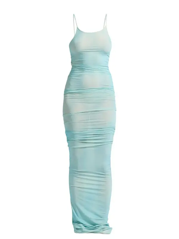 MAISON MARGIELA Ruched Sleeveless Maxi Dress - Blue