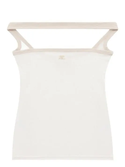 COURREGES Courrèges Ac Logo Embroidered Contrast Top - White