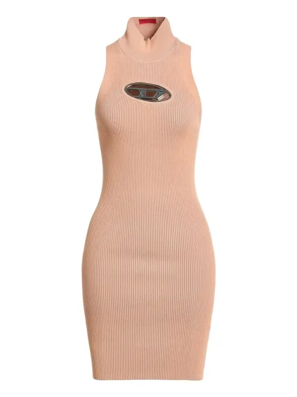 DIESEL® Sleeveless High-neck Slim-fit Knit Dress With Appliqu - No