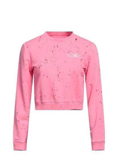 MAISON MARGIELA Distressed Fleece Cropped Hoodie - Pink