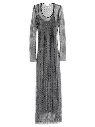 Sportmax Mesh Velvet Long Dress - Gray
