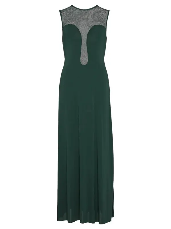 ERES Maxi Dress With Mesh Panel And Open Back - Green