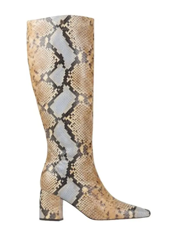 Tory Burch Knee-high Snake Print Leather Boots - Nude