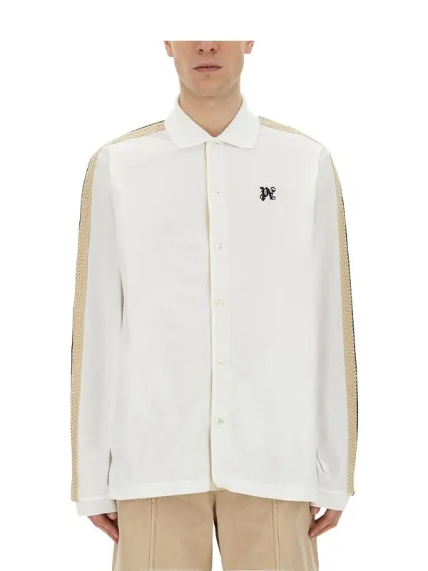 Palm Angels Monogram Detailed Buttoned Shirt - White