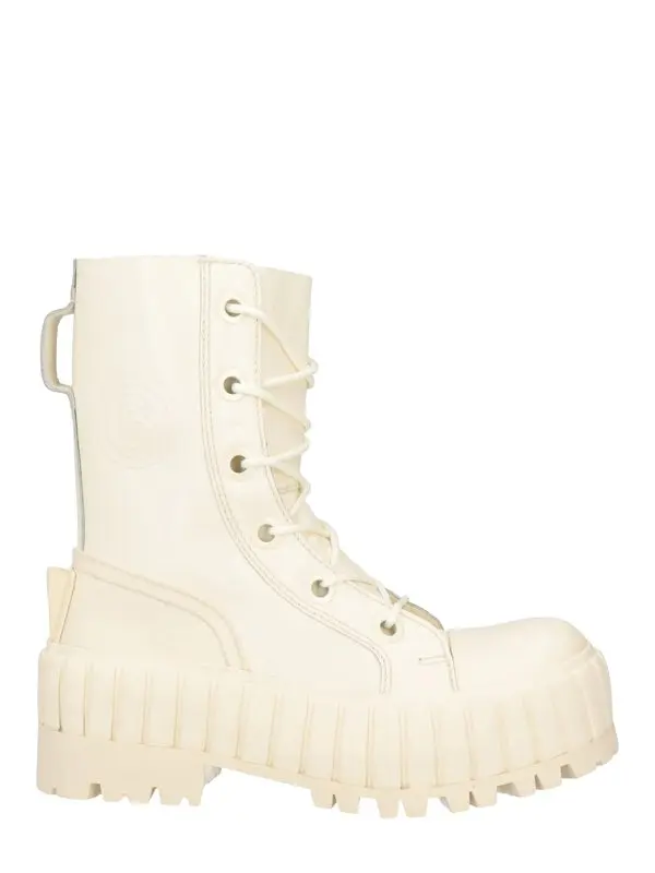MAISON MARGIELA Lace-up Round Toe Platform Leather Boots - White