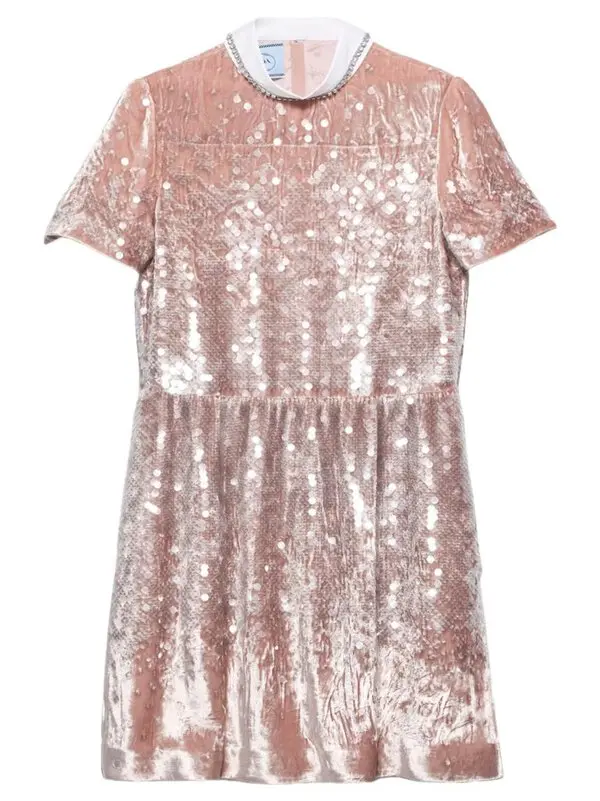 Prada Sequin Velvet Mini Dress - Opal